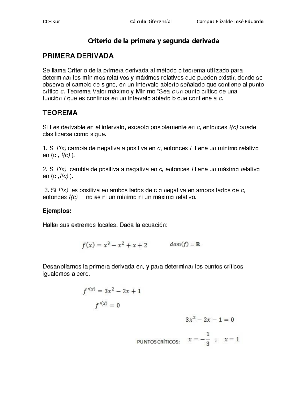 Criterio de la primera y segunda derivada Campos - Criterio de la ...