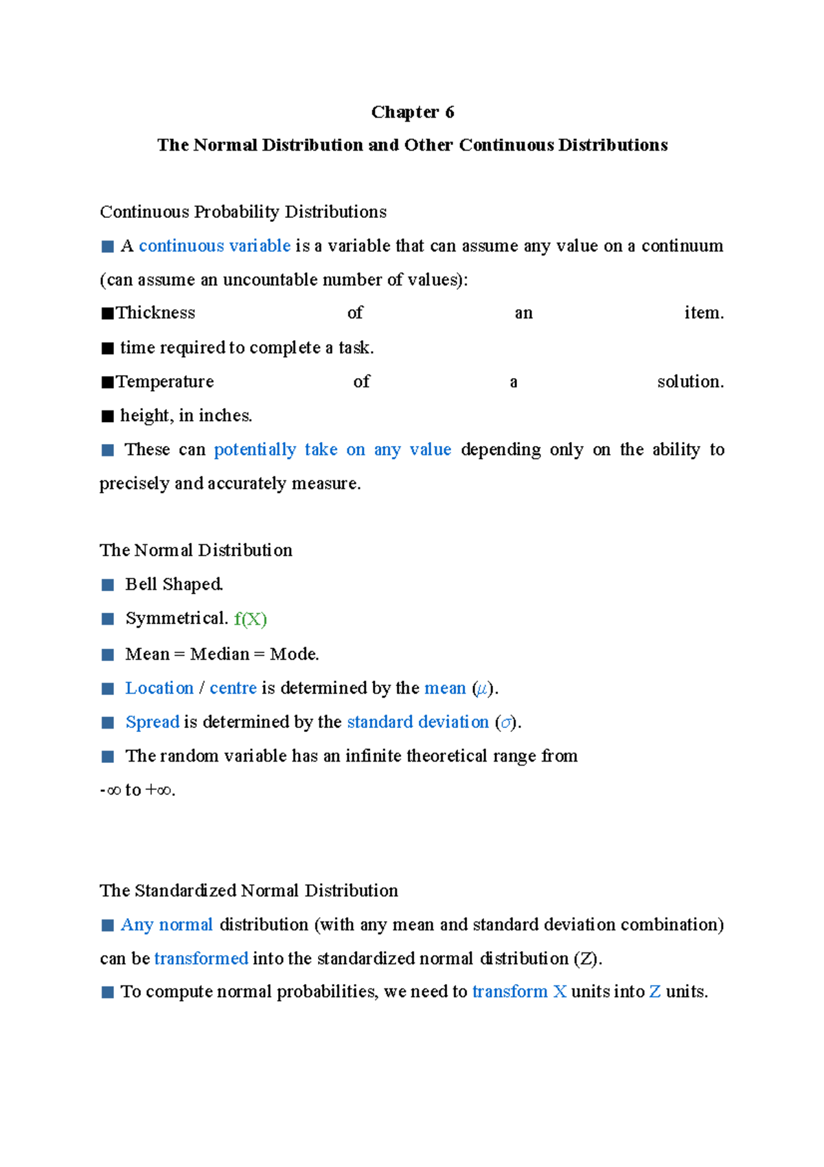 Chapter 6 The Normal Distribution and Other Continuous Distributions ...