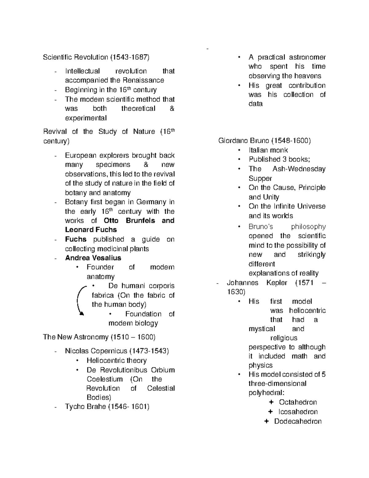 3. STS Lecture Notes - Scientific Revolution (1543-1687) Intellectual ...
