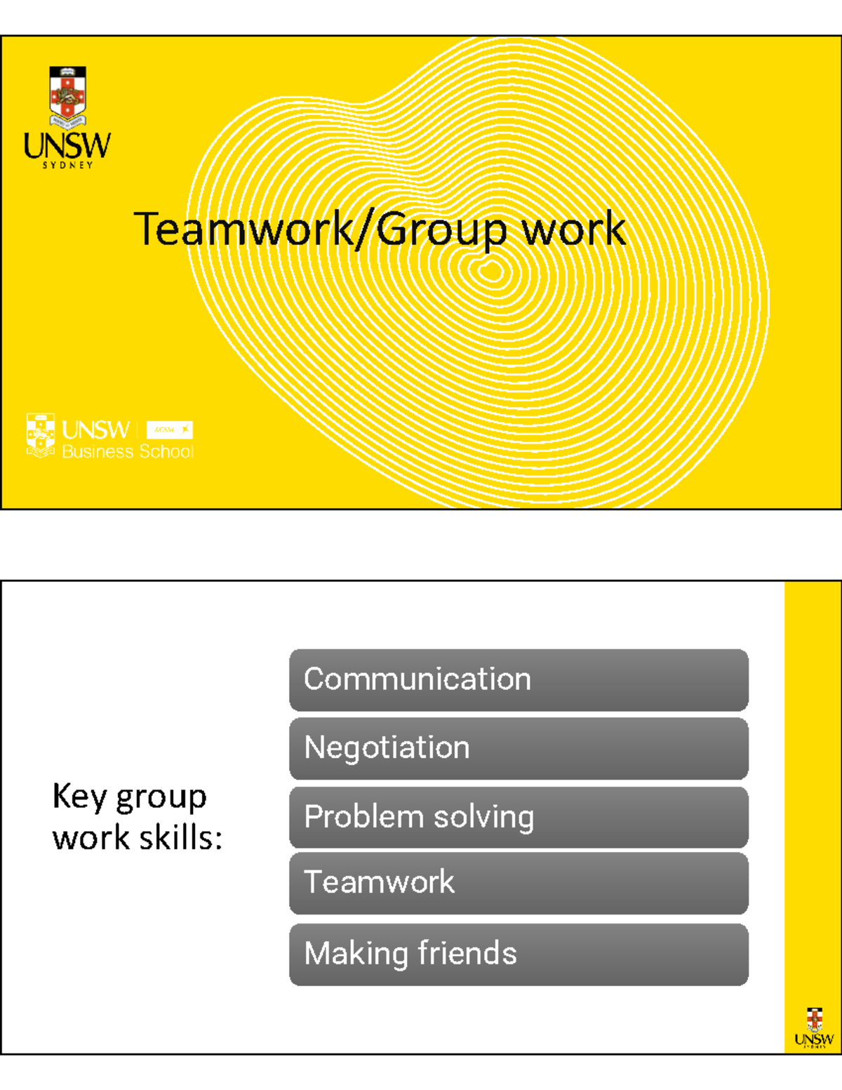 Teamwork - Teamwork/Group work Key group work skills: Communication ...