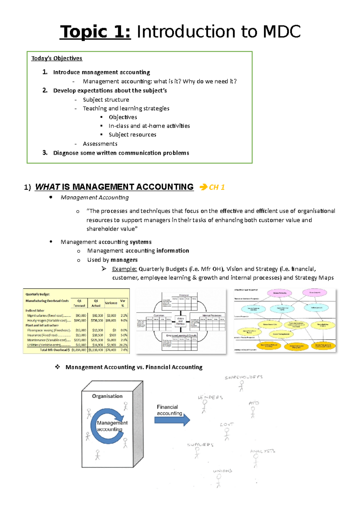 1. Typed - Lecture notes 1 - Topic 1: Introduction to MDC 1) WHAT IS ...
