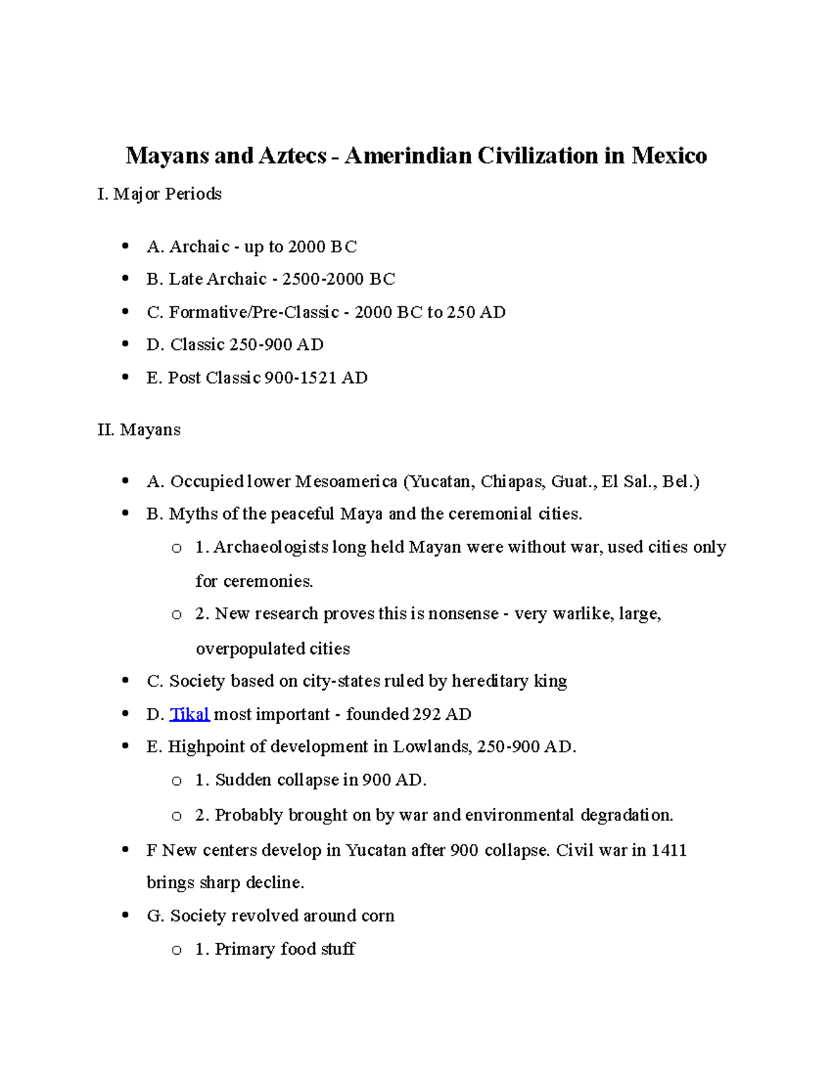 Mayans and Aztecs - Survey of the ancient Near East, Greece, Rome, and ...