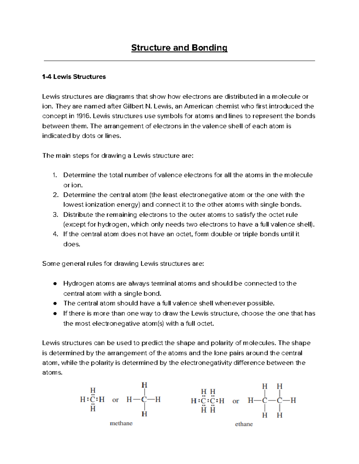 Lewis Structure - Structure and Bonding 1-4 Lewis Structures Lewis ...