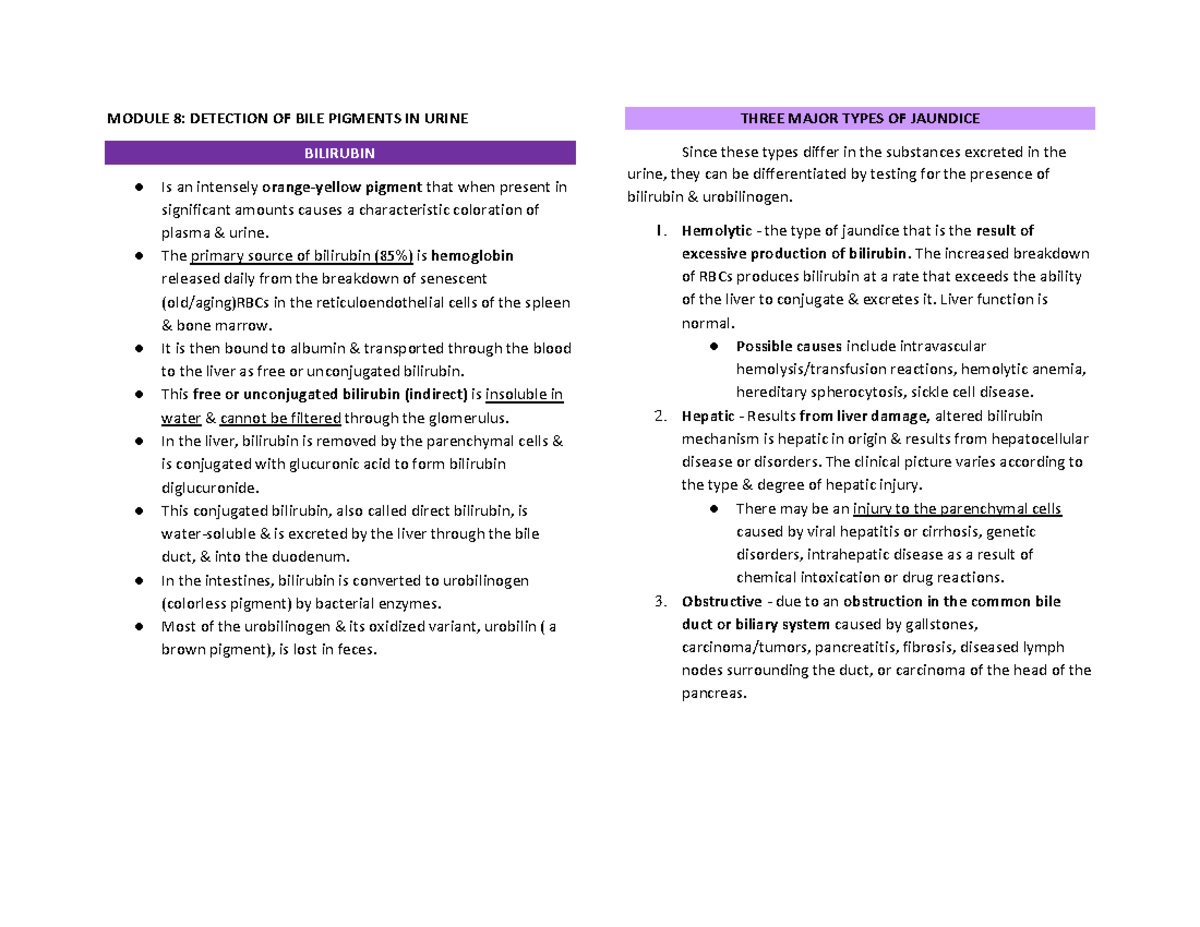 AUBF LAB Module 8 - analysis of bodily fluids chapter 8 - MODULE 8 ...