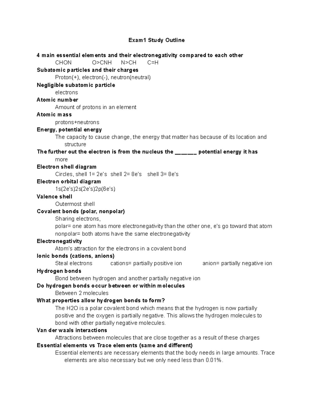 Exam1 Study Outline - Caleb HIller - Exam1 Study Outline 4 main ...