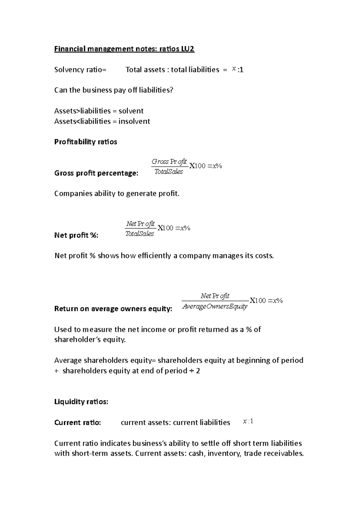 Financial Management 6211 FINM6211 Financial Management Notes