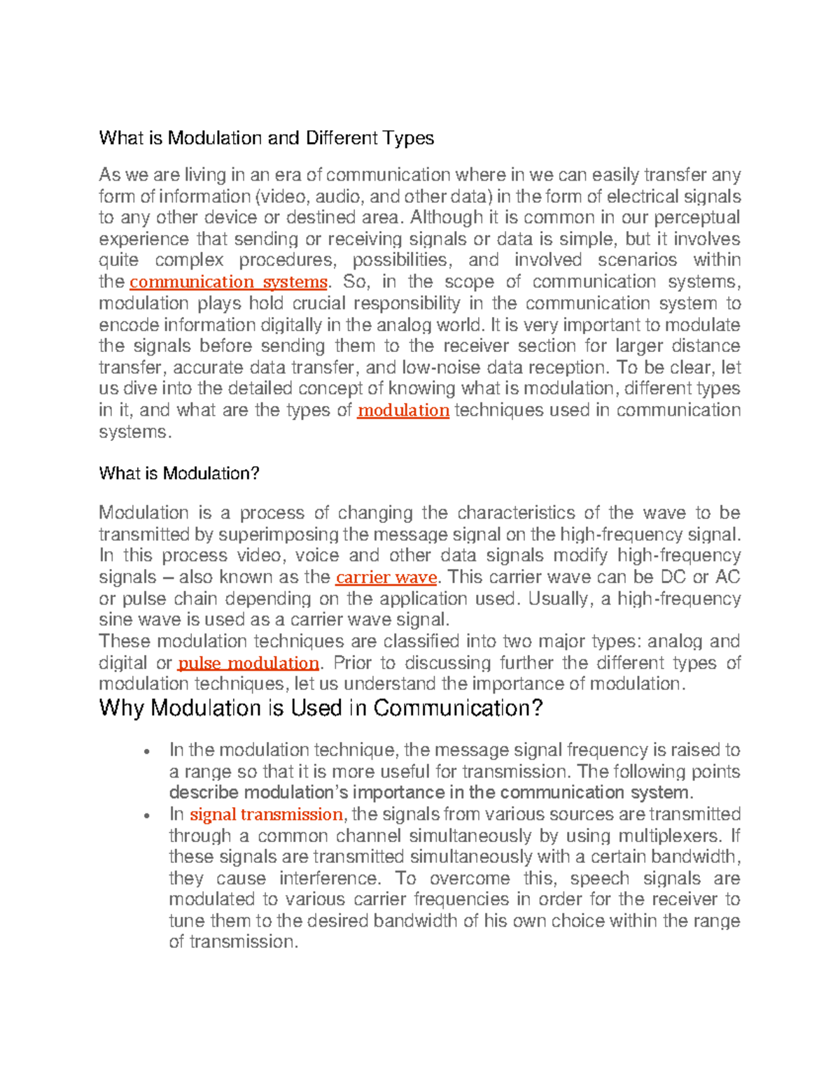 What is Modulation and Different Types - Although it is common in our ...