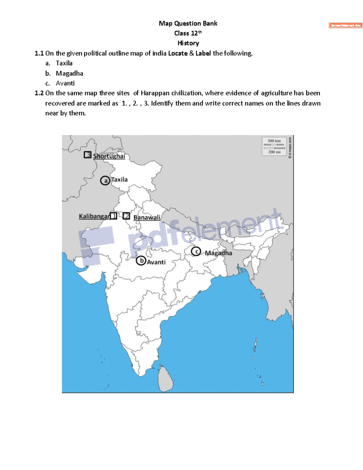 Map Question Bank 1-Copy - Map Question Bank Class 12th History 1 On ...