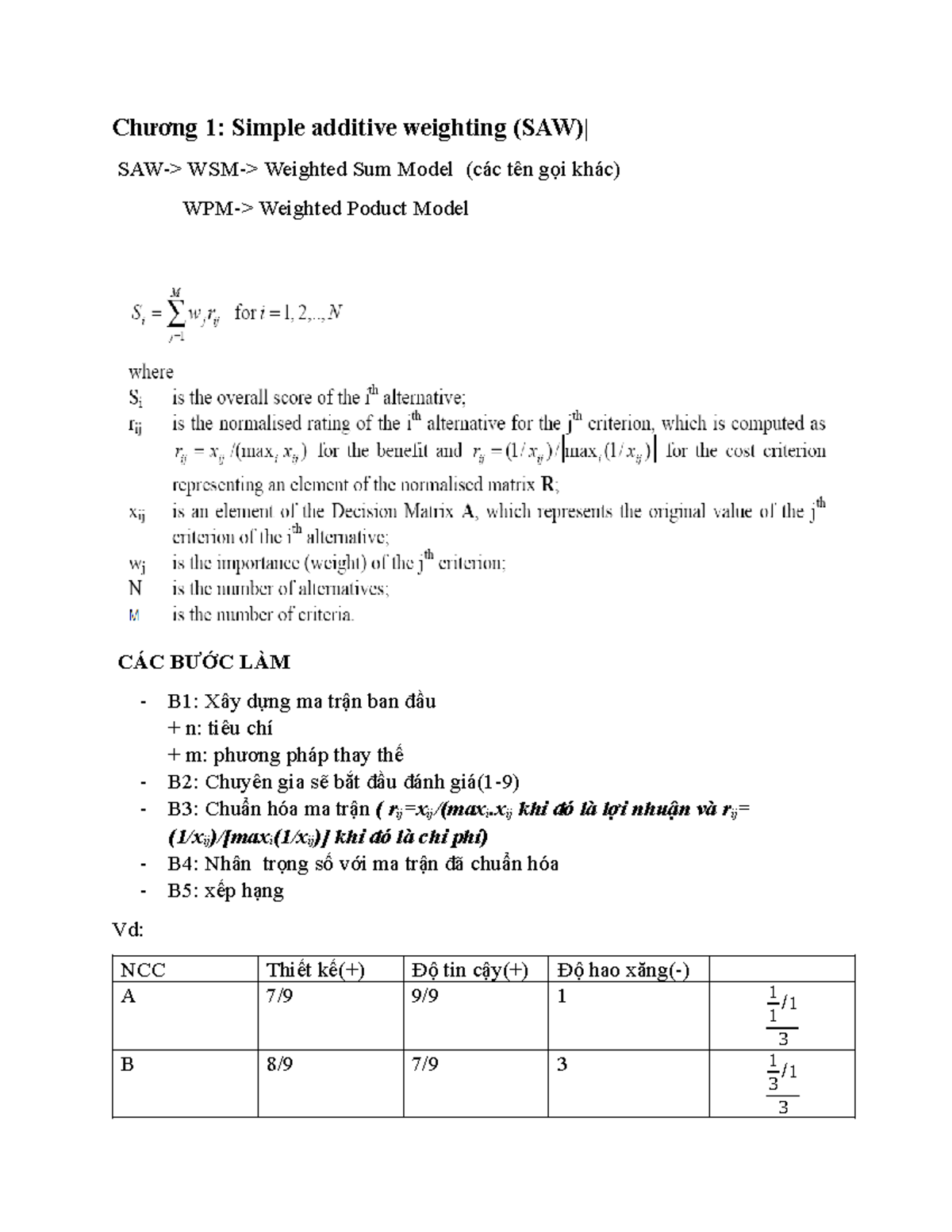 Kỹ thuật ra quyết định - noooo - Chương 1: Simple additive weighting ...