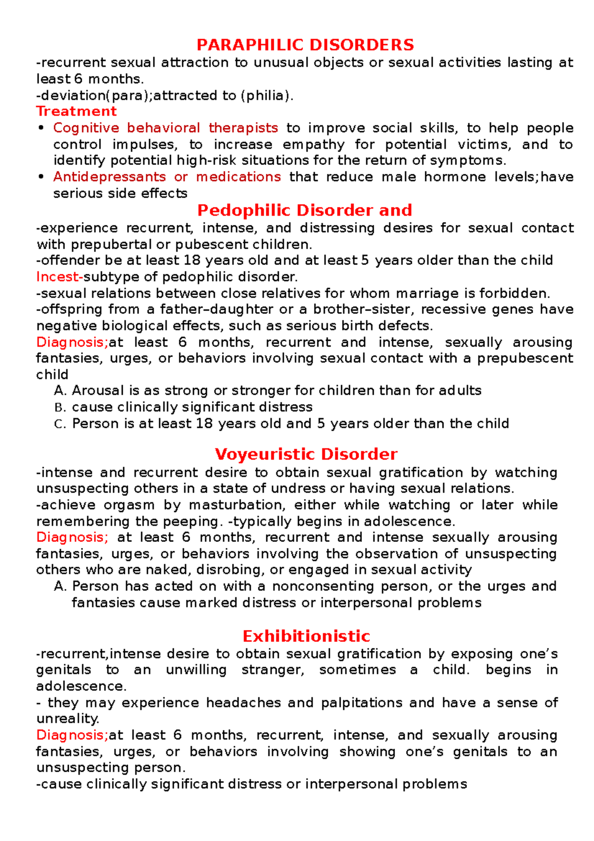 Reviewer Finals Abnpsy - PARAPHILIC DISORDERS - recurrent sexual ...