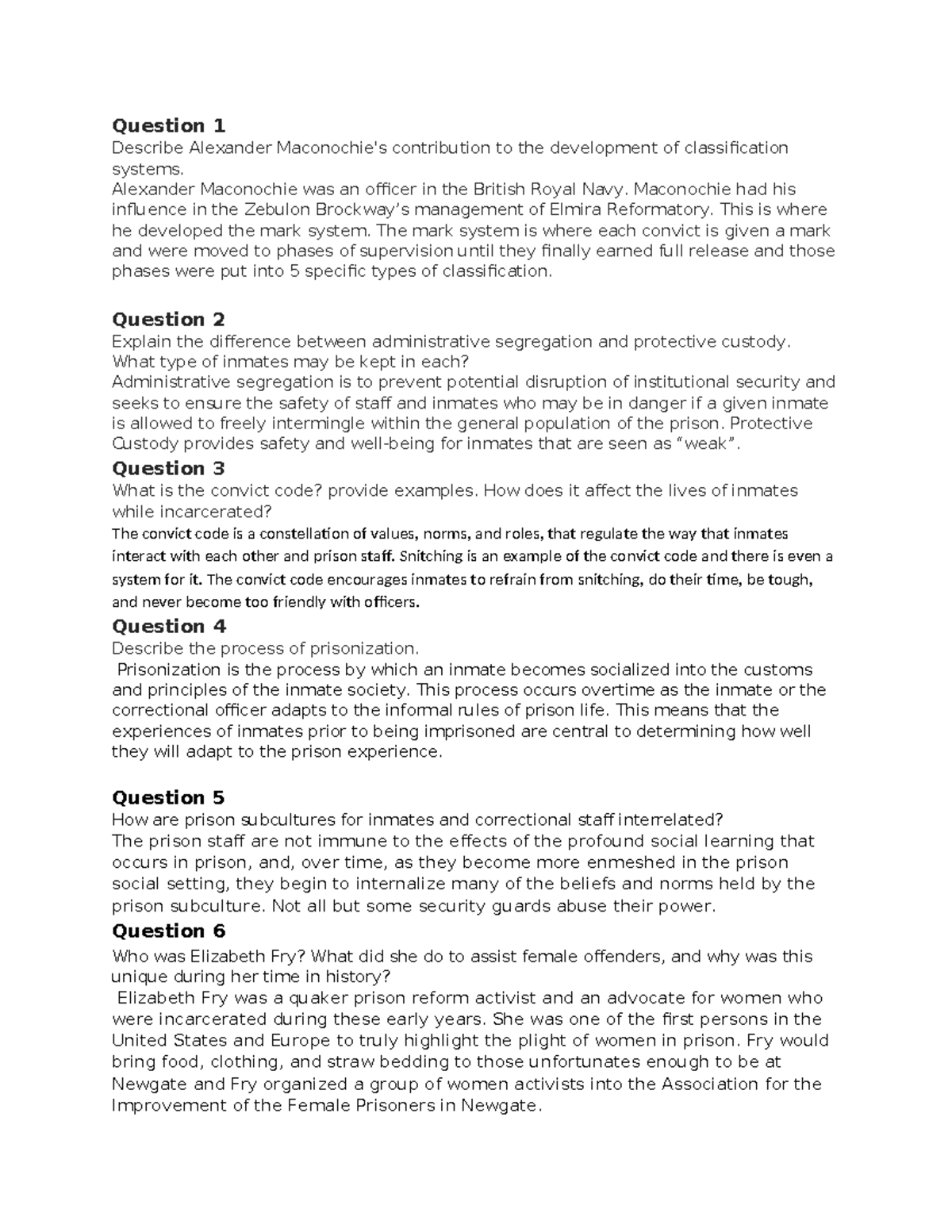 Assignment 31 - Question 1 Describe Alexander Maconochie's contribution ...