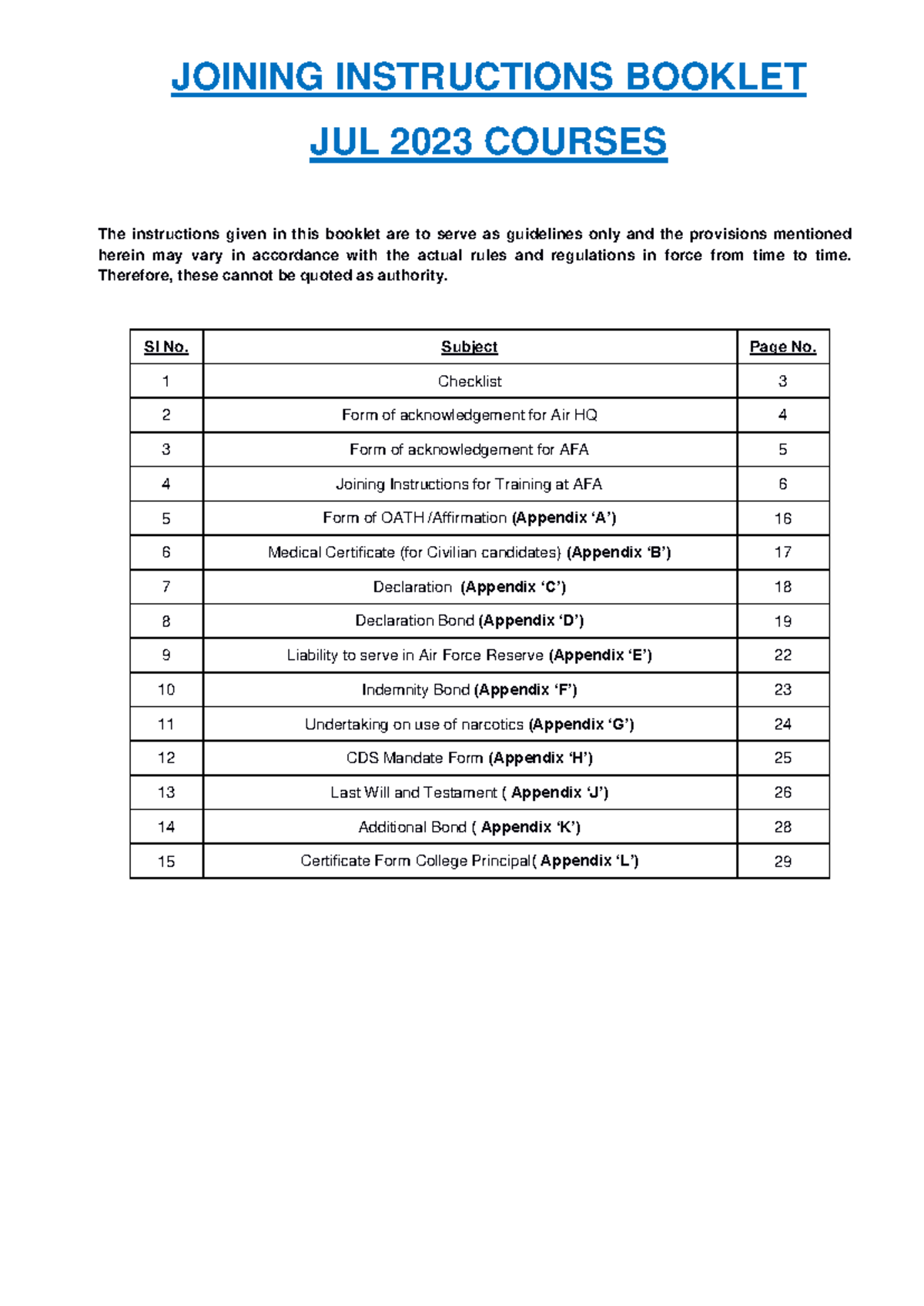Joining Instructions JUL 23 Course - JOINING INSTRUCTIONS BOOKLET JUL ...