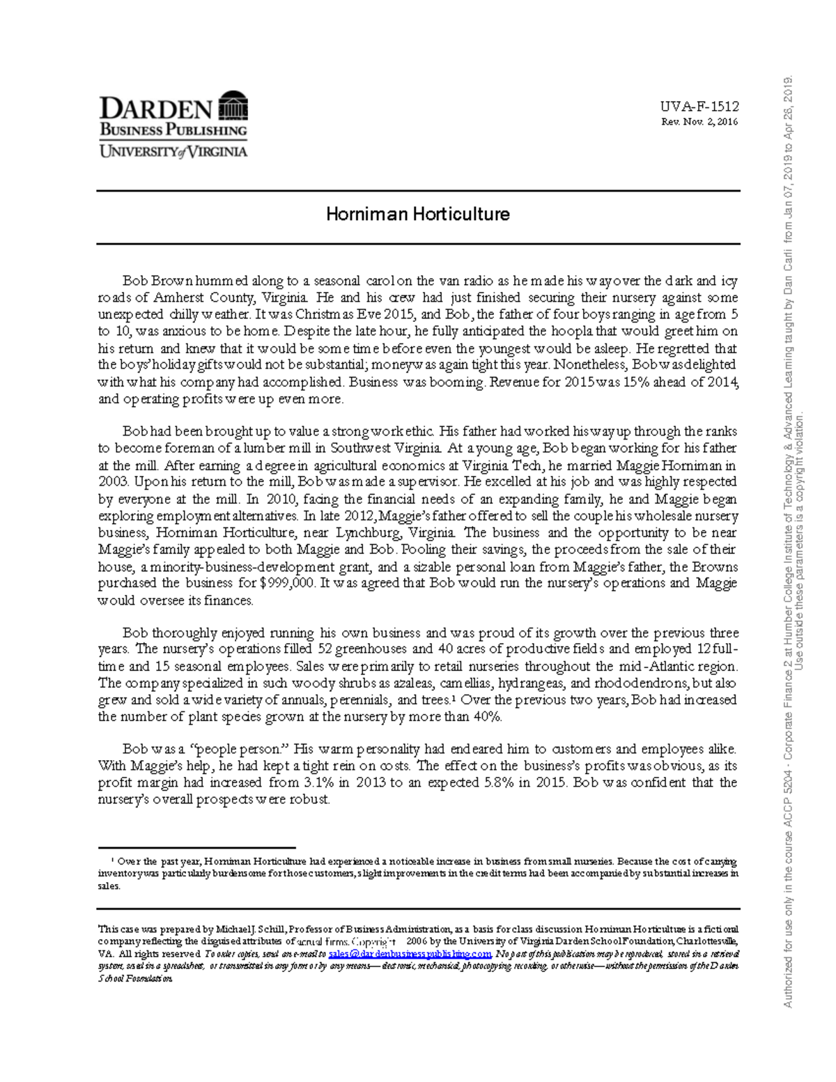 Horiman Hort - Assignment - BUS8350 - Conestoga College - Studocu