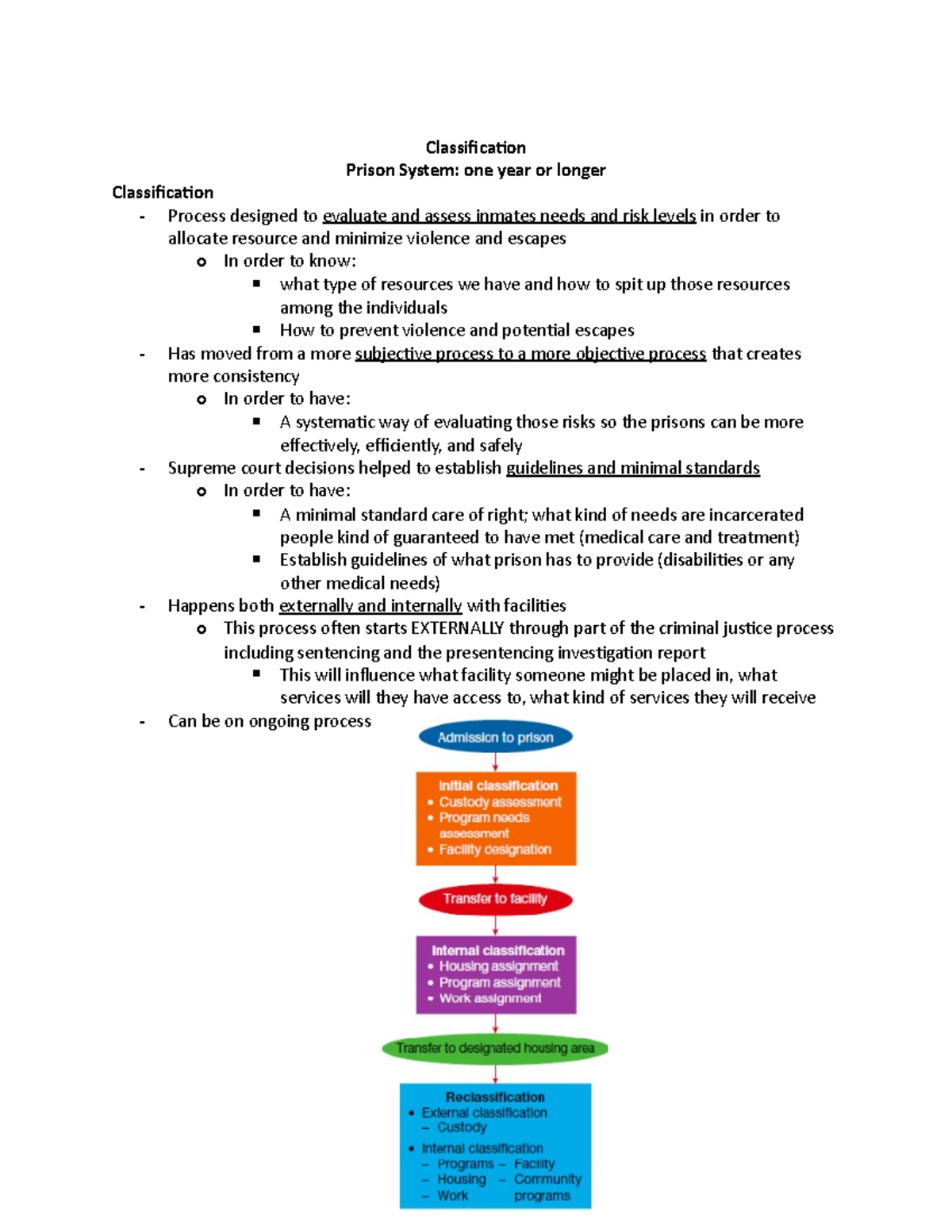 Classification- CRIM 2010 - Classiicaion Prison System: one year or ...