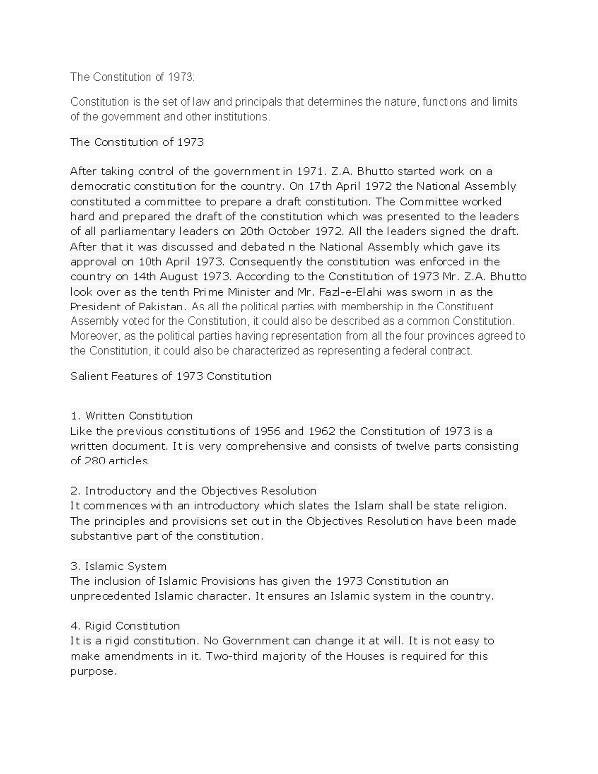 1973 Constitution - The Constitution of 1973 After taking control of ...