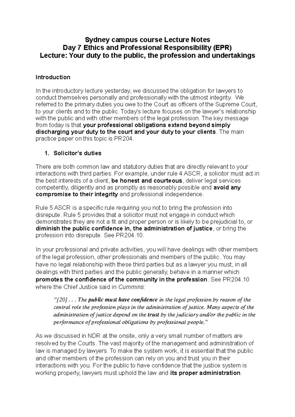 EPR Day 7 Your duty to the public, the profession and undertakings 19 ...