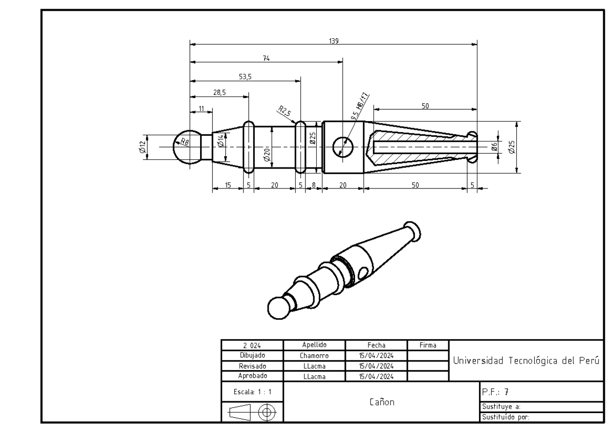 Plano Cañon - Autocad - 2 024 Dibujado Revisado Aprobado Apellido Fecha ...
