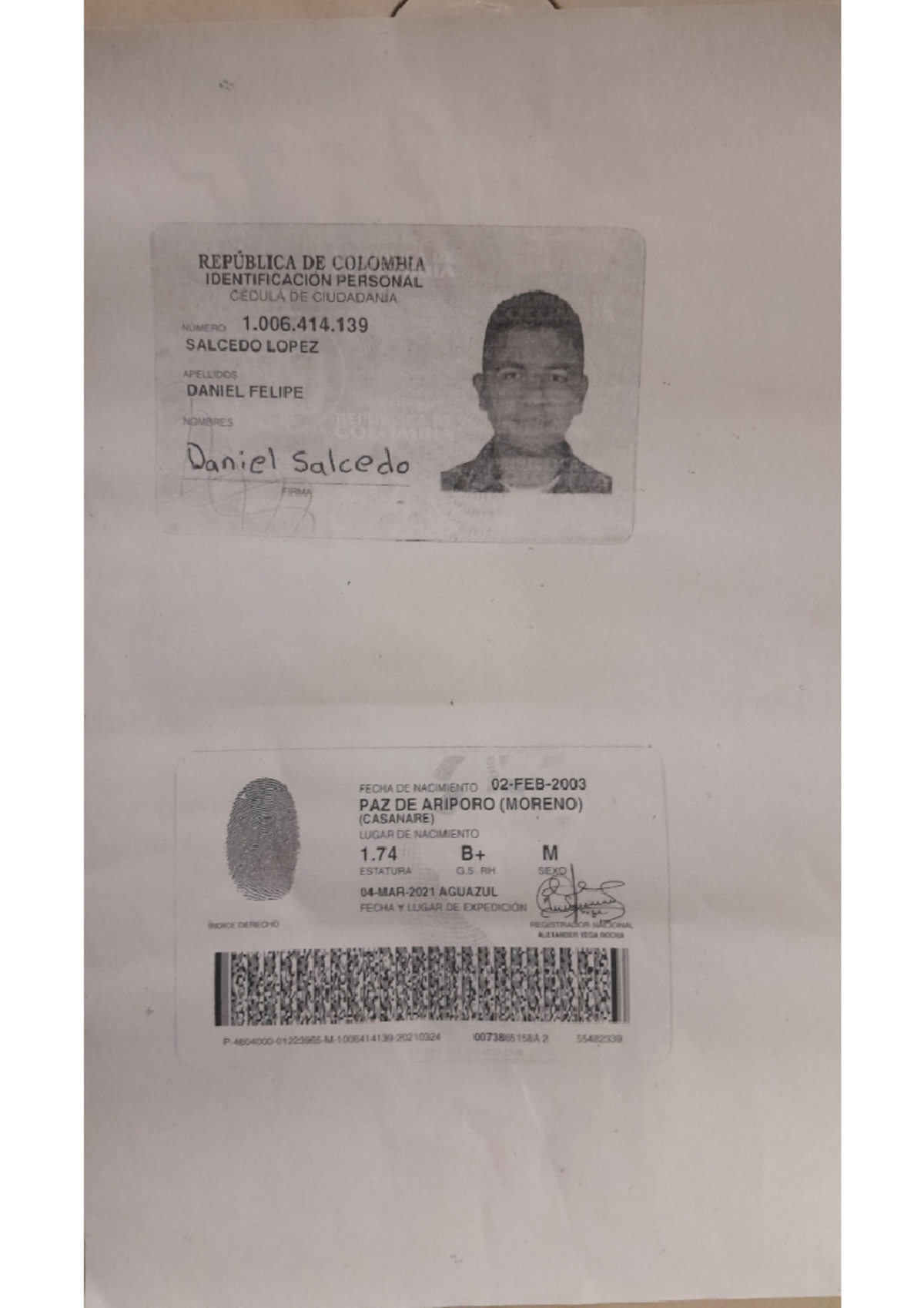 Pdf Scanner 1661214692825 - REPUBLICA DE COLOMBIA IDENTIFICACION PERSONAL CÉDULA DE CIUDADANÍA ...
