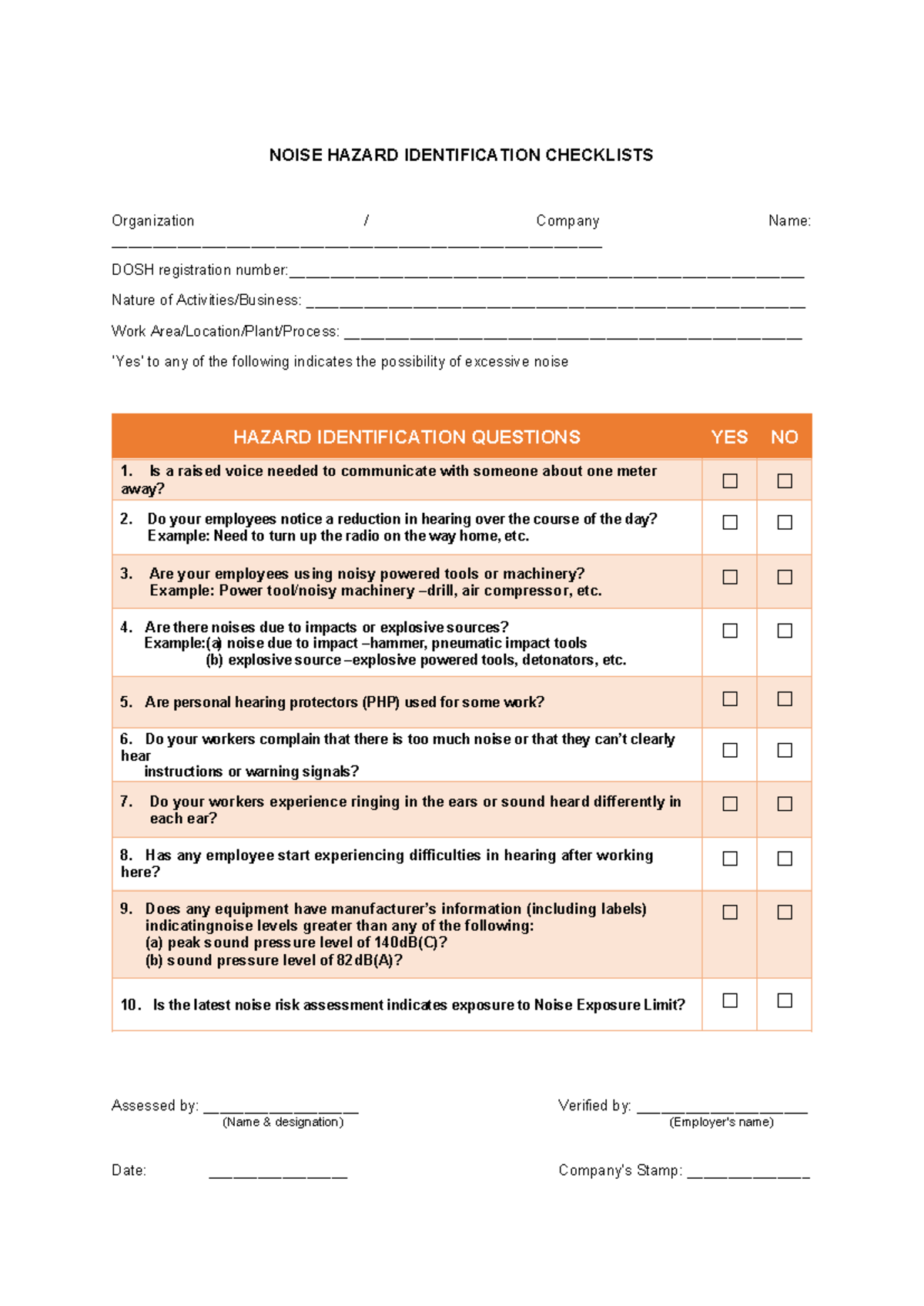 Noise- Hazard- Identification- Checklists - NOISE HAZARD IDENTIFICATION ...