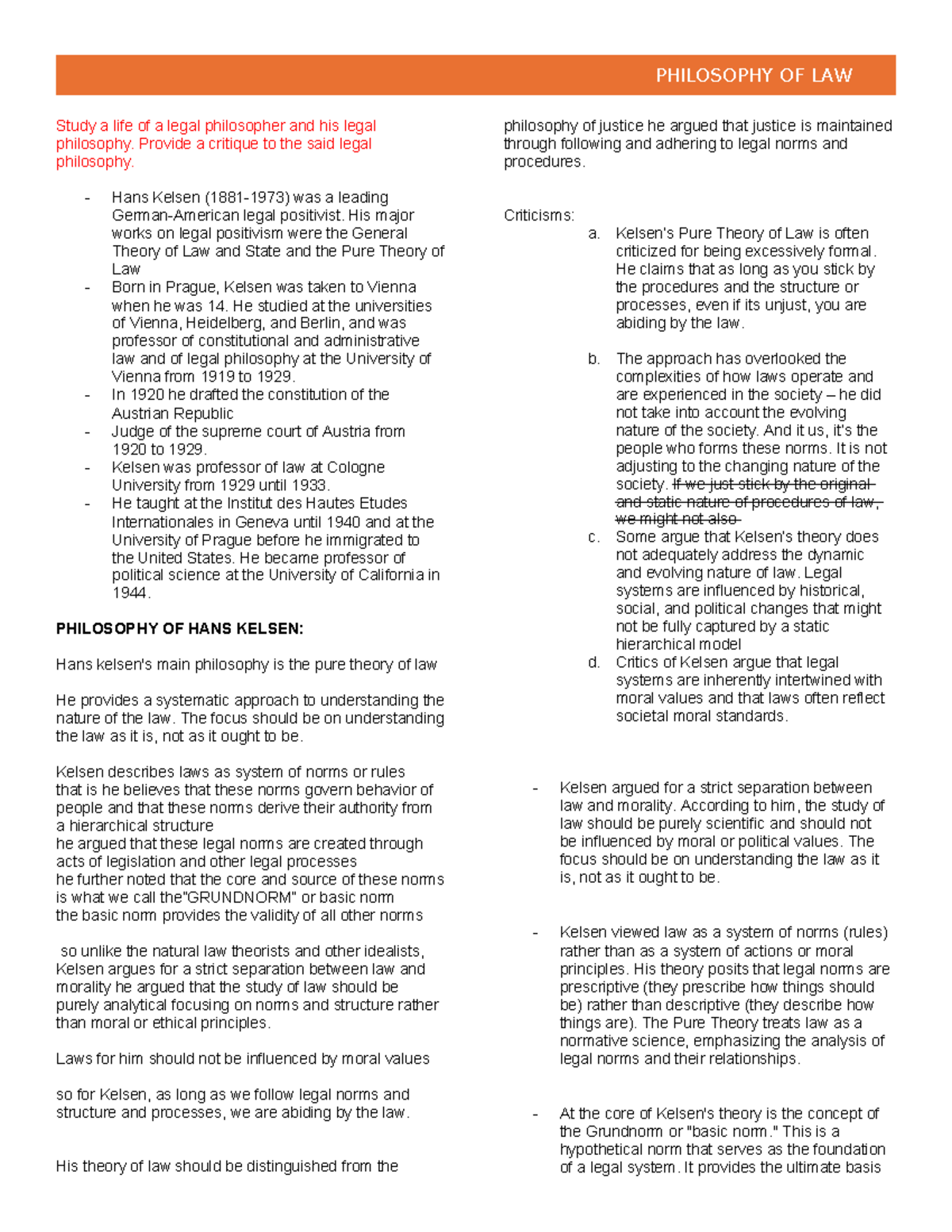 Philosophy of Law - PHILOSOPHY OF LAW Study a life of a legal ...