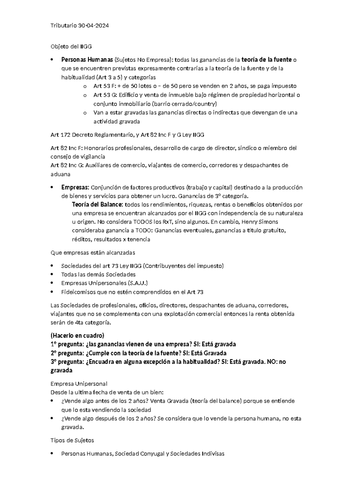 Objeto del IIGG (Tributario 30-04-2024) - Objeto del IIGG Personas ...