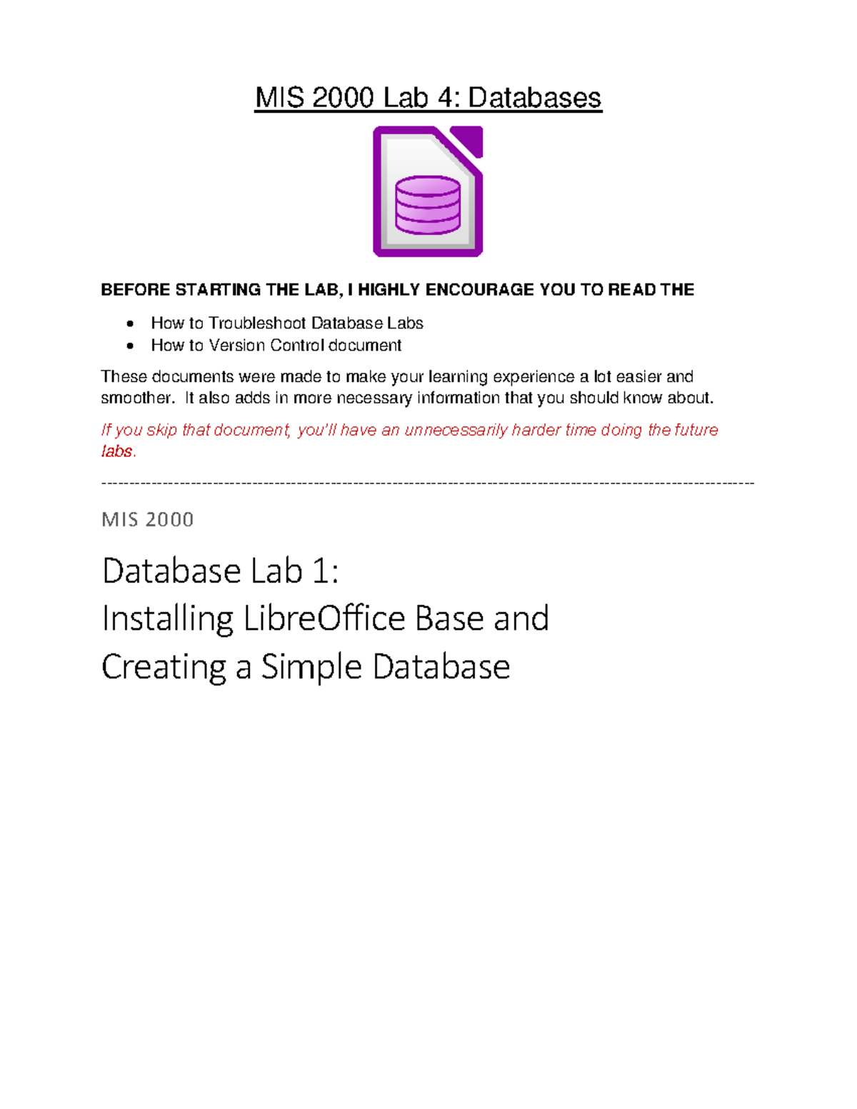 F2021 MIS2000 Lab4 Instructions - MIS 2000 - U of M - Studocu