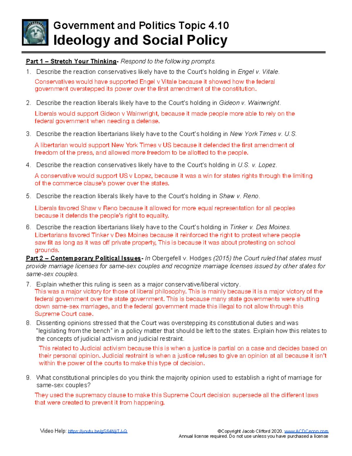 4.10 Worksheet - Government and Politics Topic 4. Ideology and Social ...