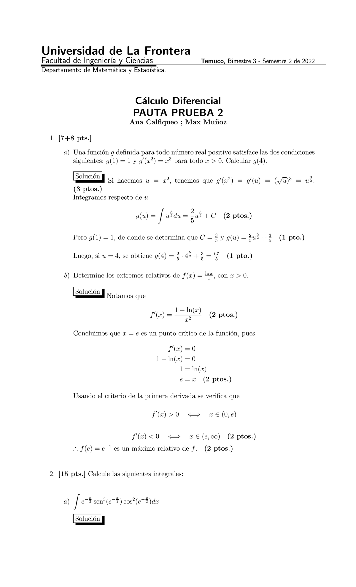 Pauta Prueba 2 IME045 BIM3 - Universidad de La Frontera Facultad de ...