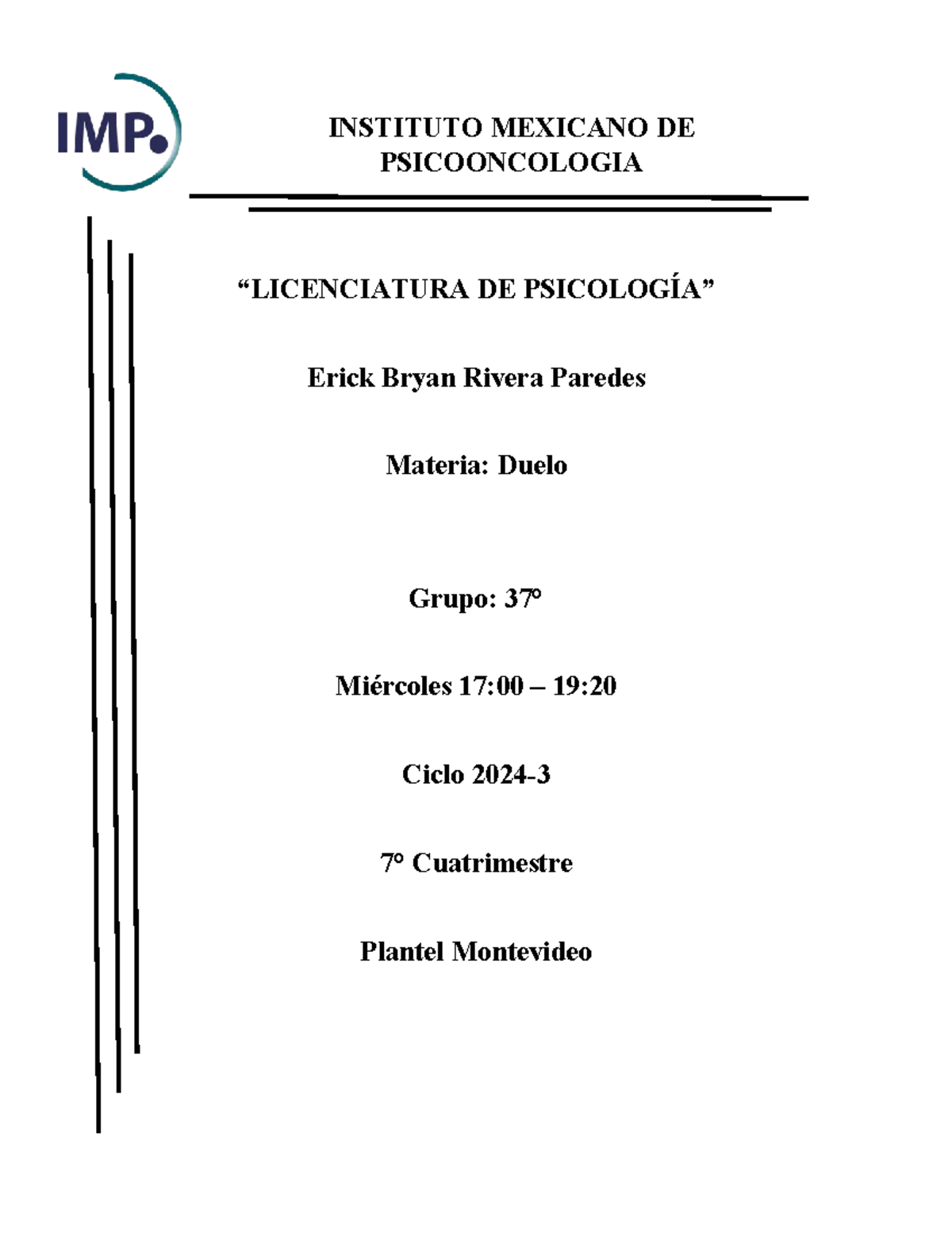 Duelo - INSTITUTO MEXICANO DE PSICOONCOLOGIA “LICENCIATURA DE ...