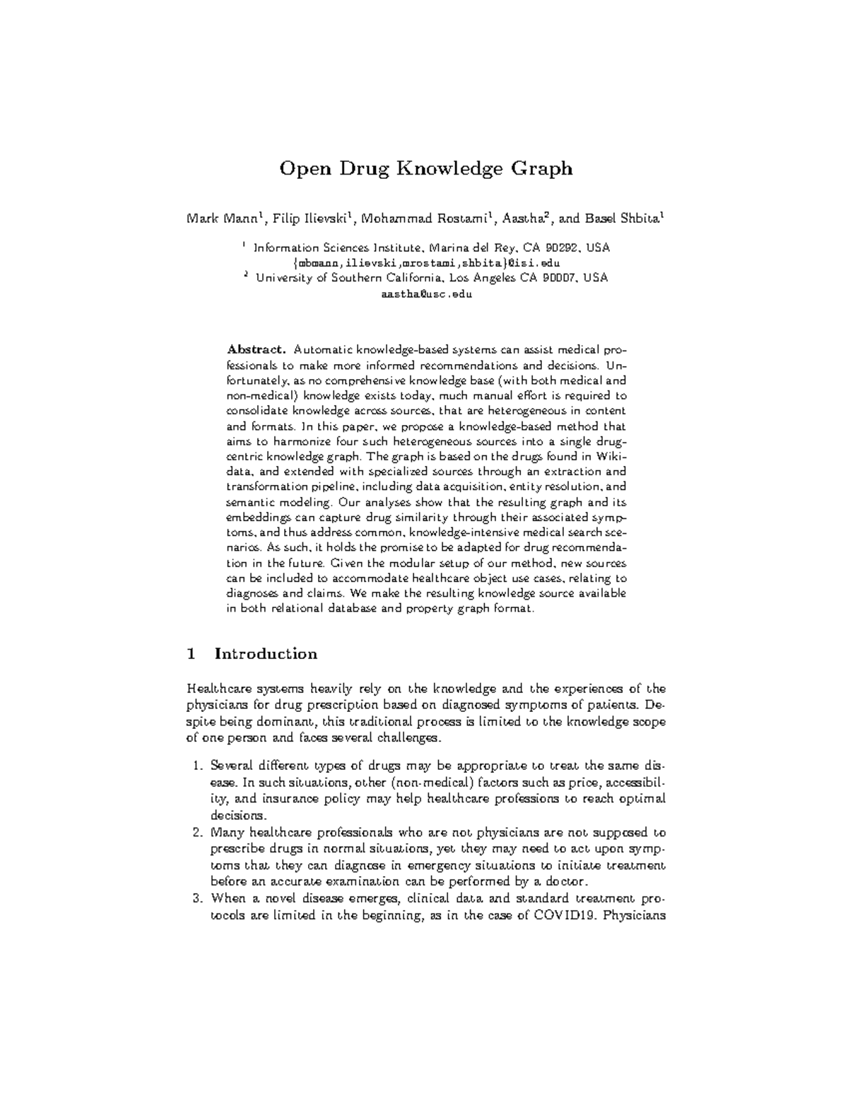 Open drug knowledge graph - Open Drug Knowledge Graph Mark Mann 1 ...