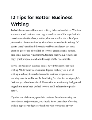 Effective business writing - Improving the efficacy of your ...