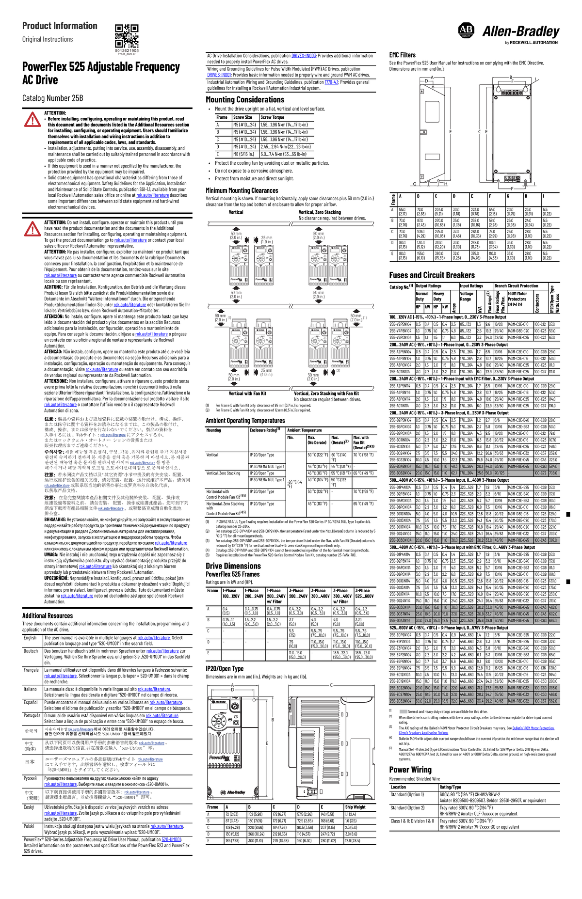 VARIADOR DE FRECUENCIA - Product Information Original Instructions PowerFlex 525 Adjustable ...