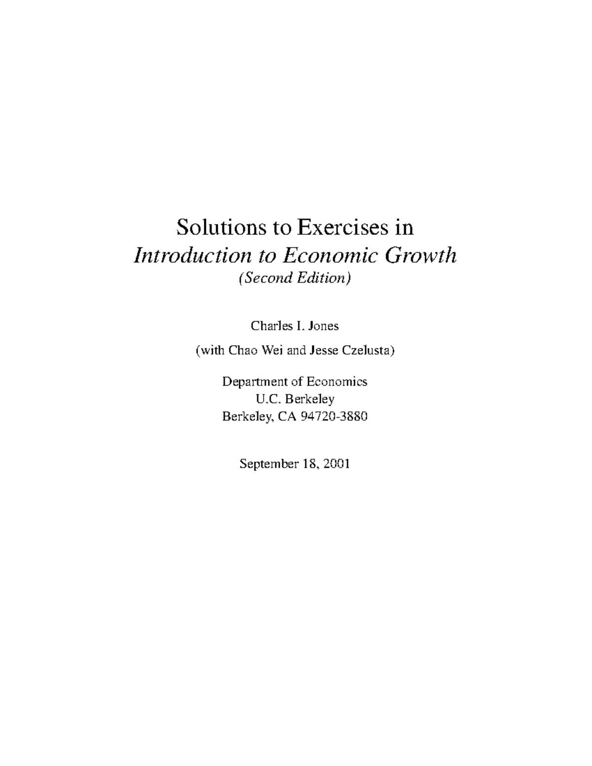 Solutions Exercises Economic Growth theory - Solutions to Exercises in ...