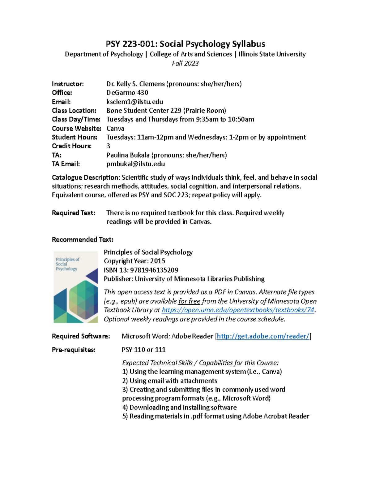 PSY 223 Syllabus - Fall 2023 - PSY 223-001: Social Psychology Syllabus ...