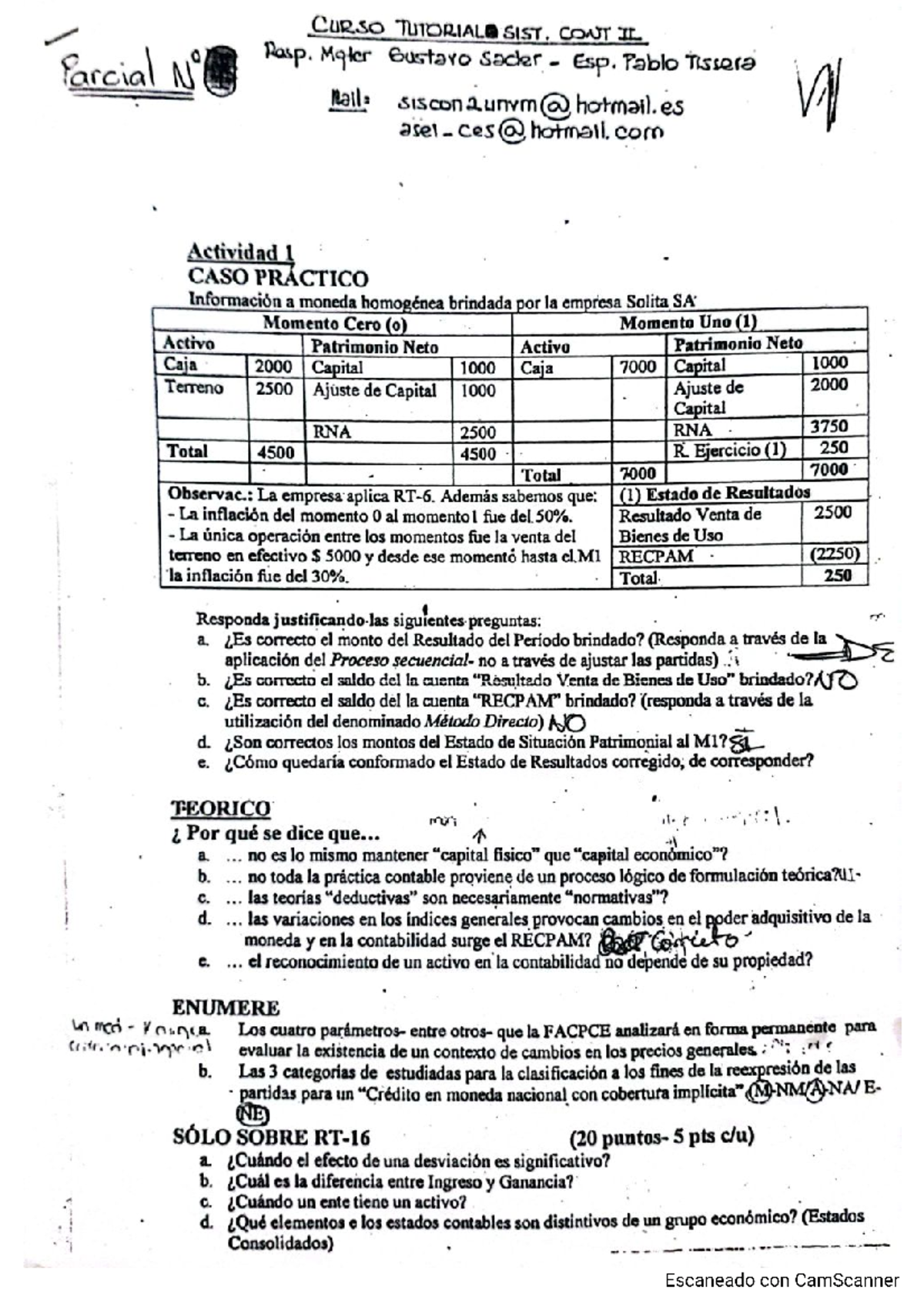 Teoria II. ejerc. Sader - CURSO TUTORIAL SIST. CONT II Parcial Rasp. Mgter Gustaro Sader Esp ...
