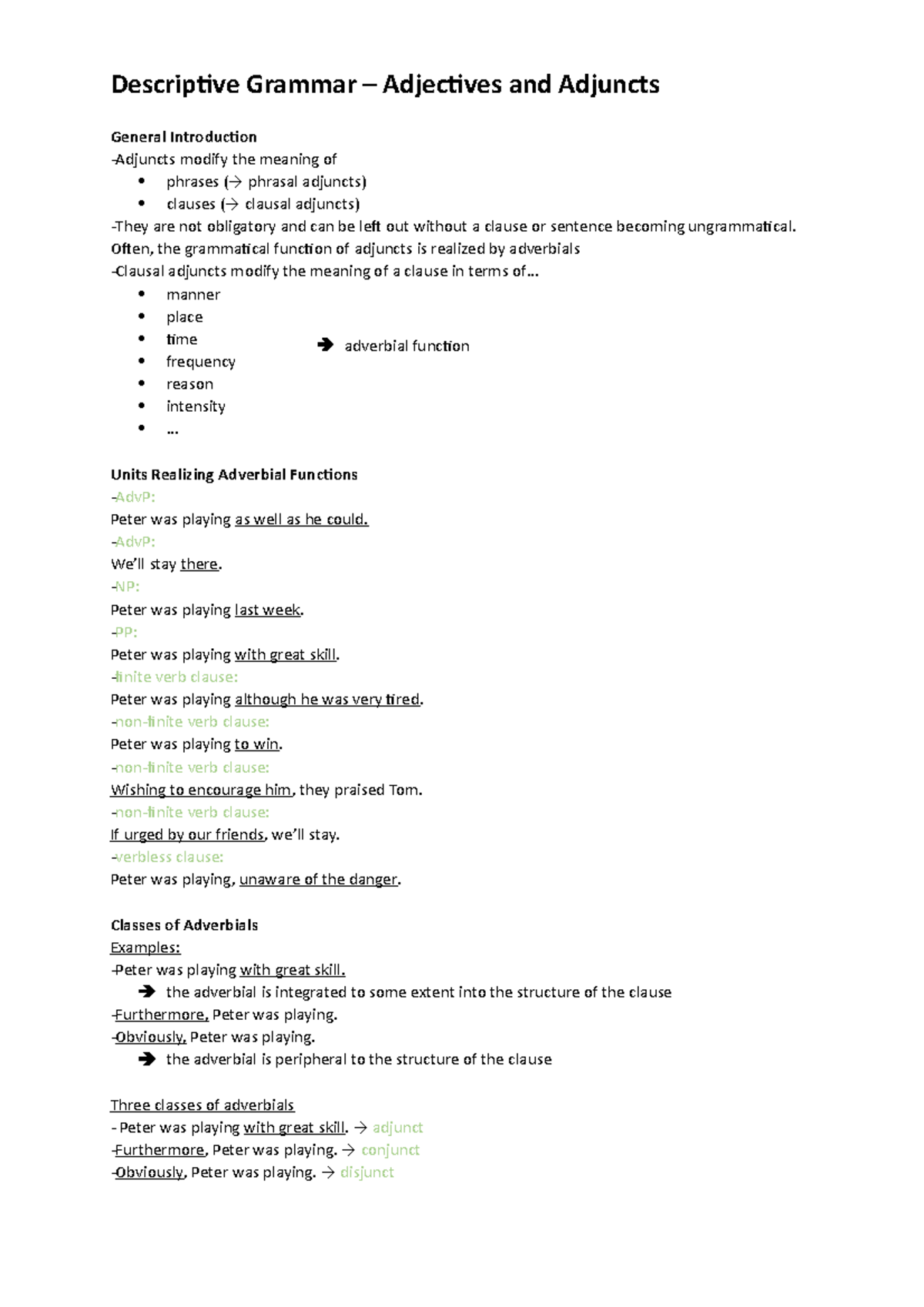 Adjectives and Adjuncts - Descriptive Grammar – Adjectives and Adjuncts ...