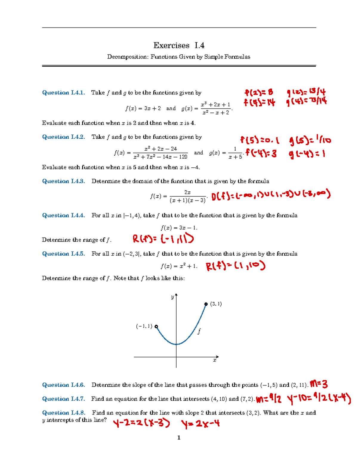 Exercises+I-4 - david - Exercises I. Decomposition: Functions Given by Simple Formulas Question ...