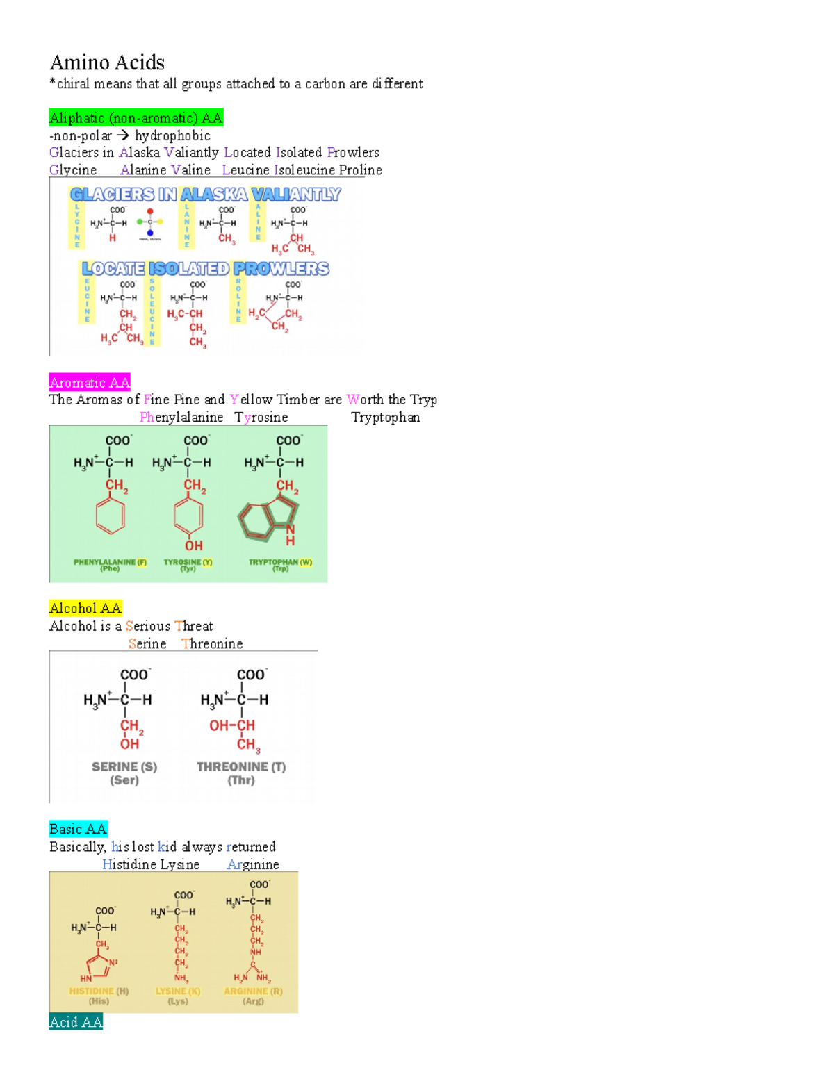 Amino Acids - Amino Acids *chiral means that all groups attached to a ...