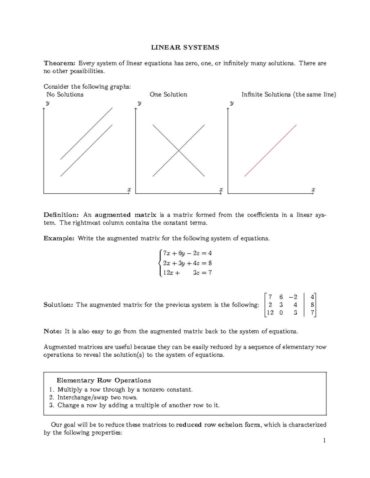 Linear Systems equations and gaussian elimination - LINEAR SYSTEMS ...