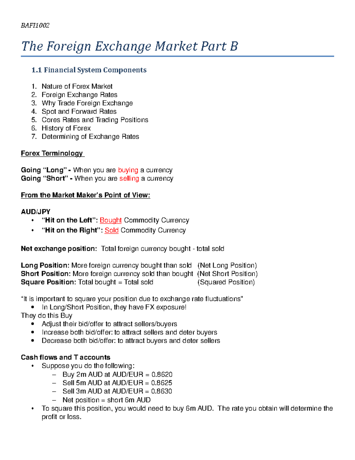 Week 5 - The Foreign Exchnage Market - BAFI The Foreign Exchange Market ...