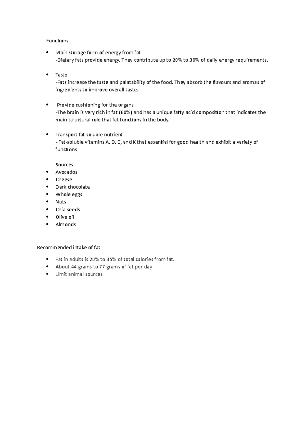 Fats FST - Thanks - Functions Main storage form of energy from fat ...