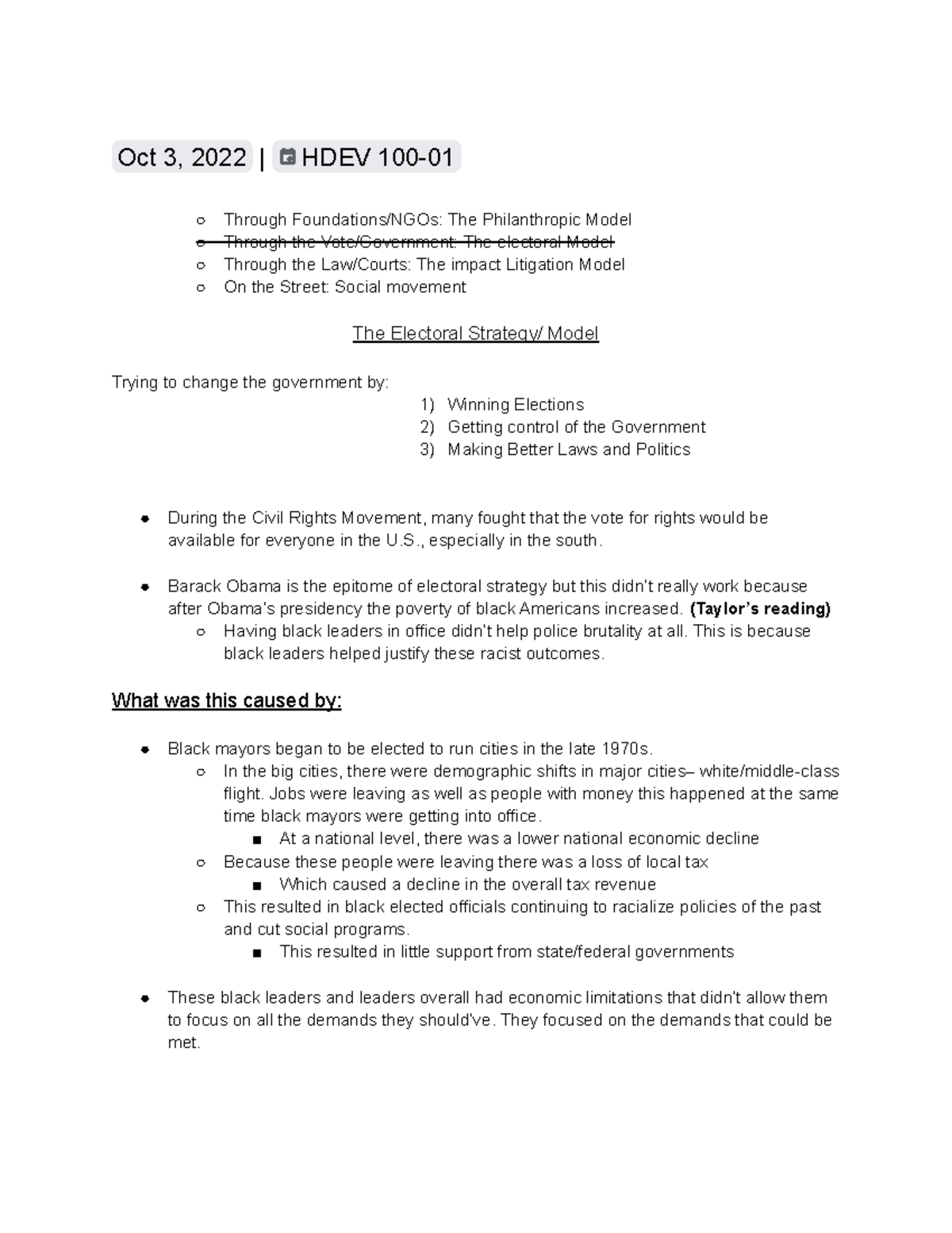 Notes - HDEV 100-01 - Fall 2022 - Oct 3, 2022 | HDEV 100- Through ...
