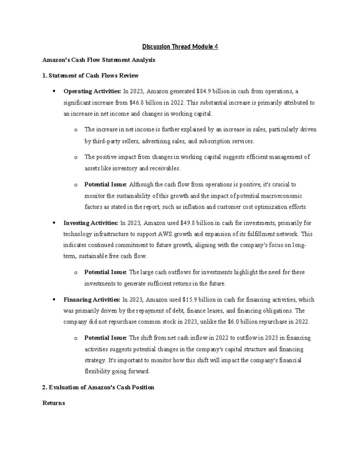 6654- Module 4 Discussion Thread - Discussion Thread Module 4 Amazon's ...