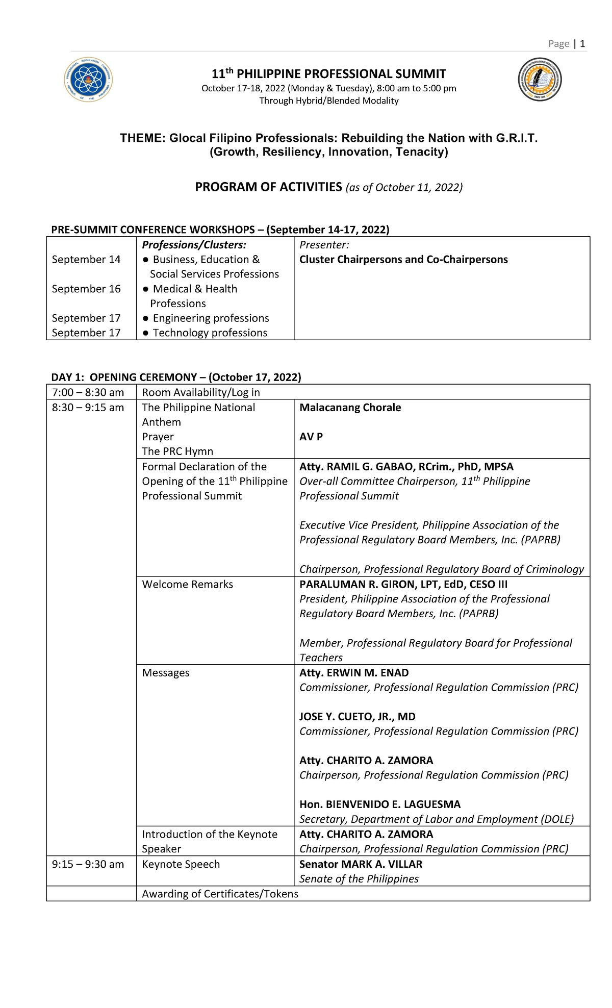 PPS11-Program - 11 th PHILIPPINE PROFESSIONAL SUMMIT October 17-18 ...