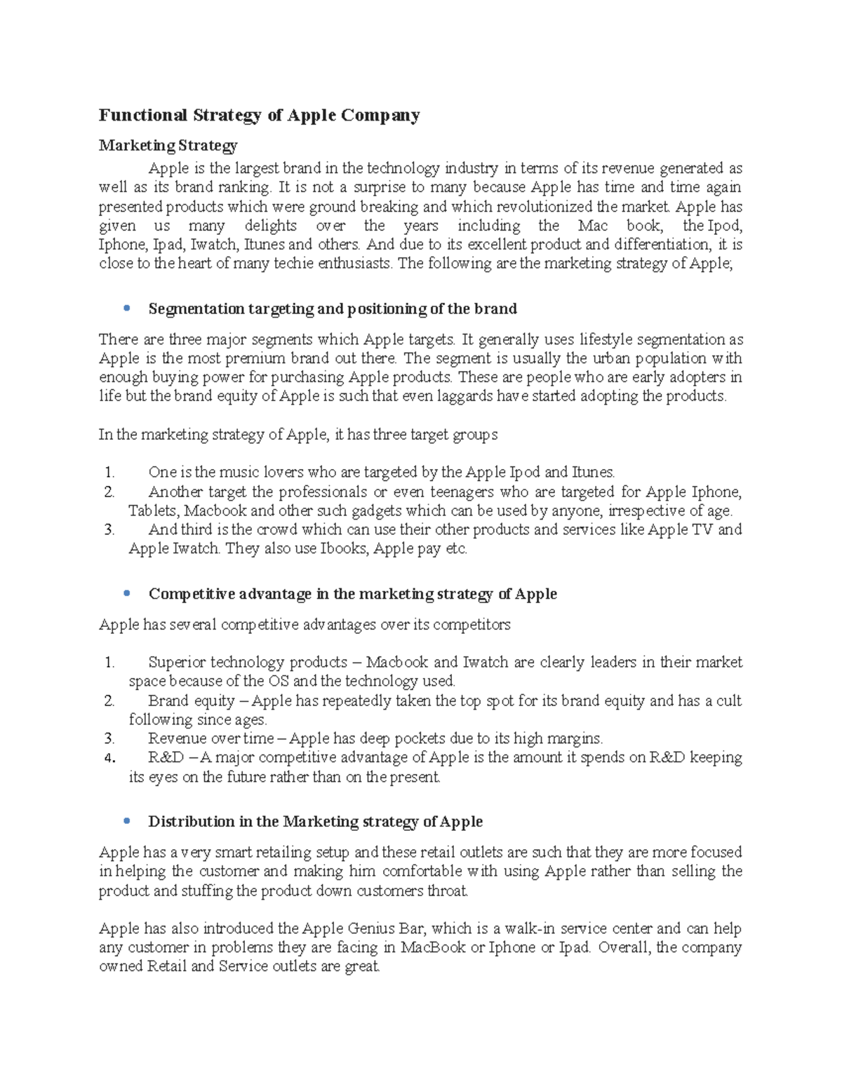 Functional Strategy of Apple Company - Functional Strategy of Apple ...