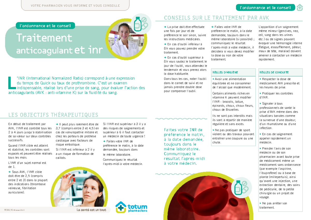 Conseil INR ET AVK - Traitement anticoagulant et inr En début de ...
