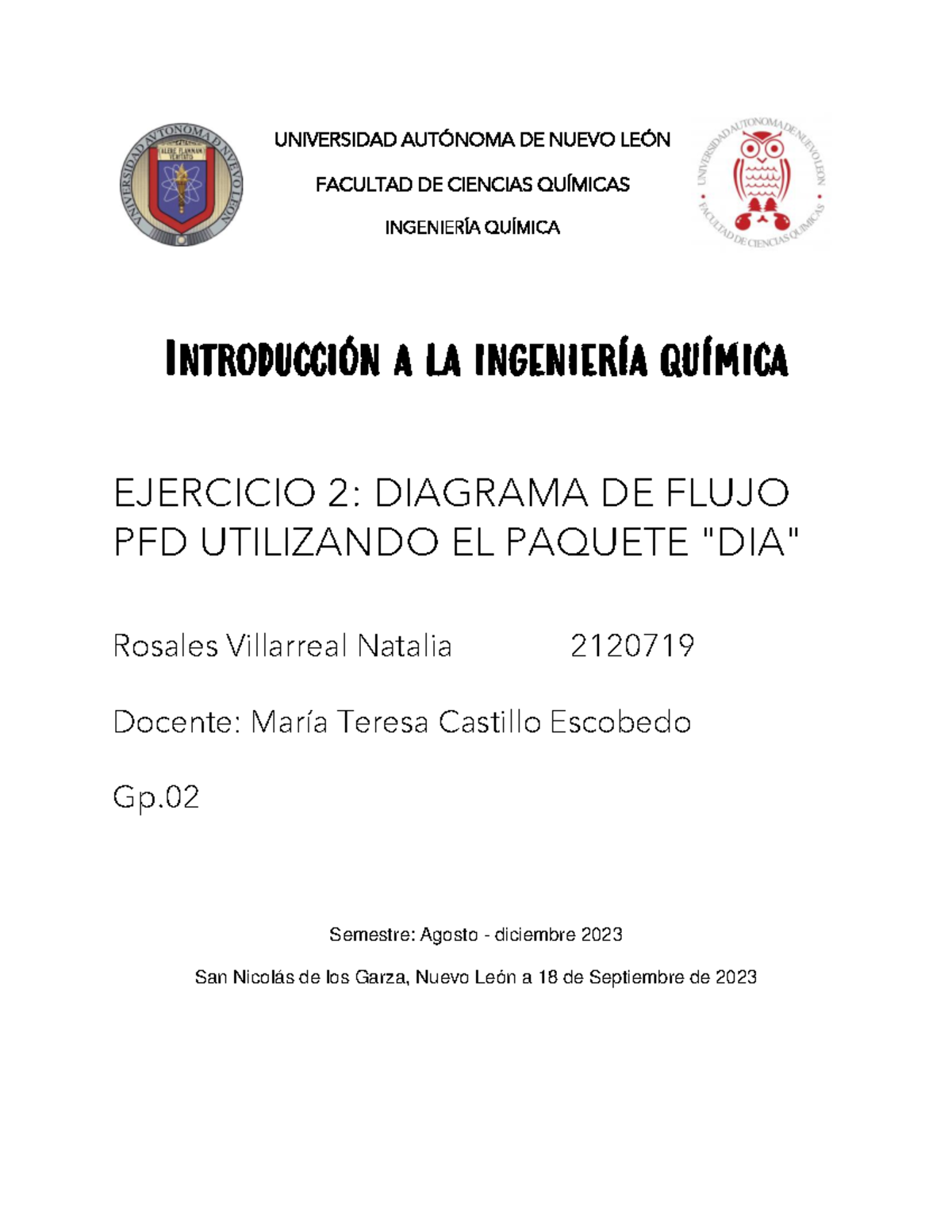 Ejercicio 3-Grupo 02-NRV - UNIVERSIDAD AUT”NOMA DE NUEVO LE”N FACULTAD DE CIENCIAS QUÕMICAS ...