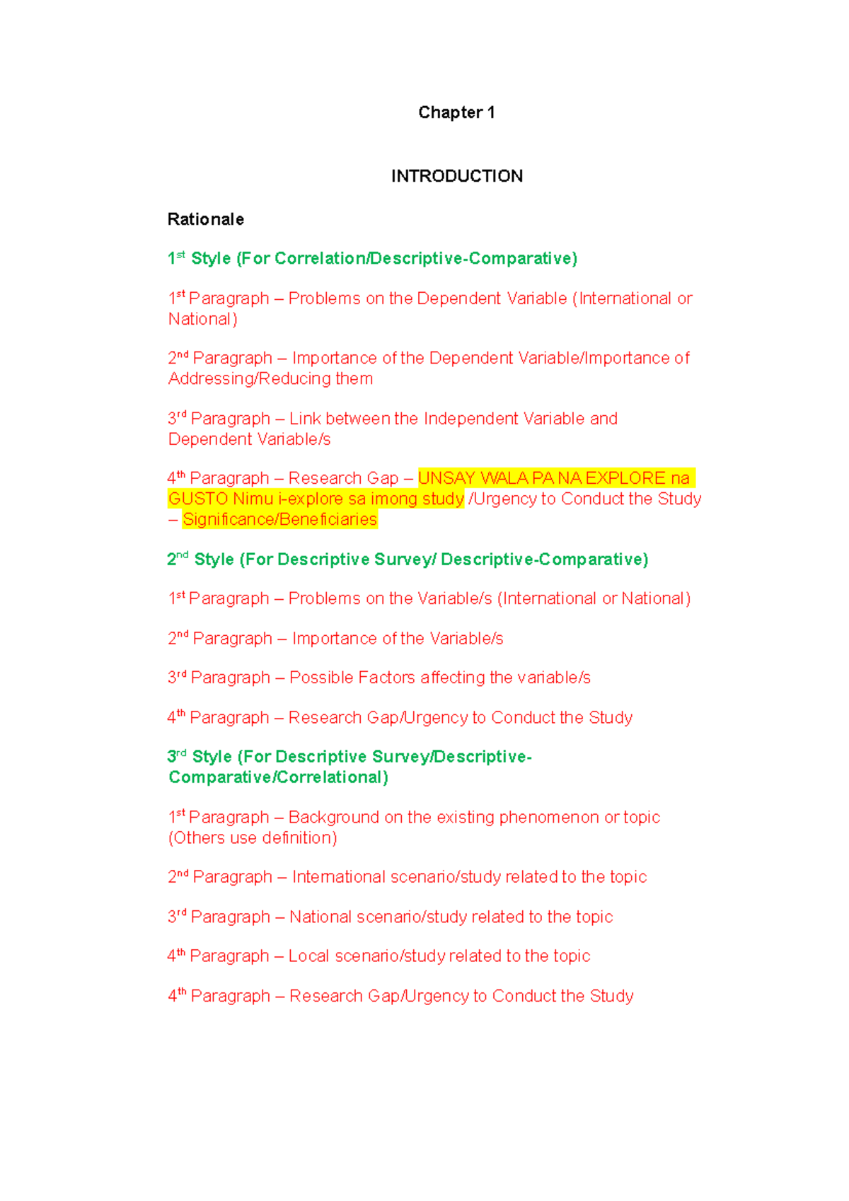 Chapter 1 2 Template - a little information to guide you. - Chapter 1 ...