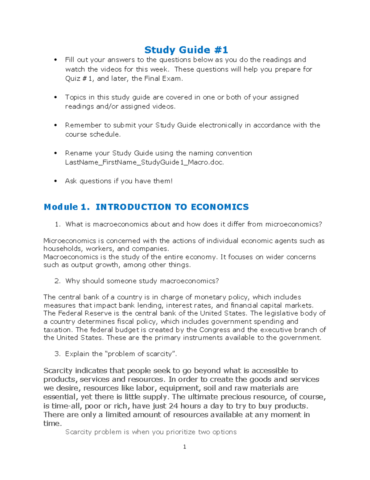 Singh Jahanvi Study Guide 1 Macro - Study Guide Fill out your answers ...