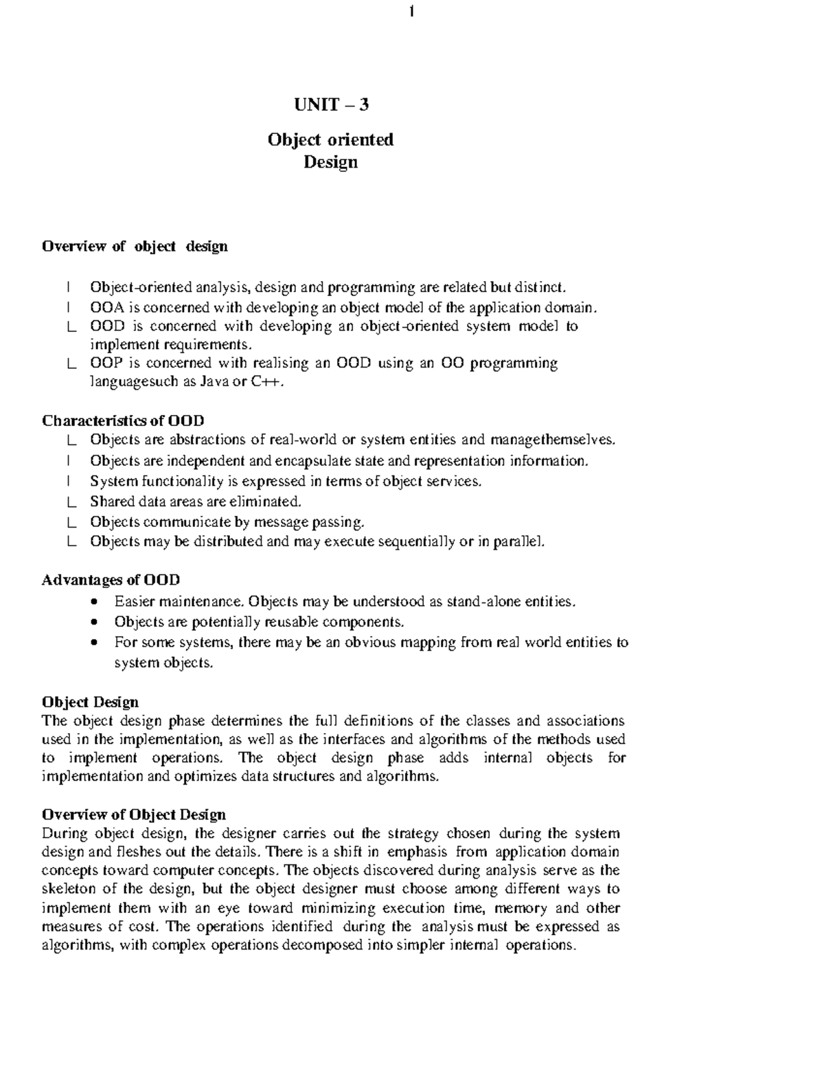 Oosd 3rd unit - good - UNIT – 3 Object oriented Design Overview of object design Object-oriented ...